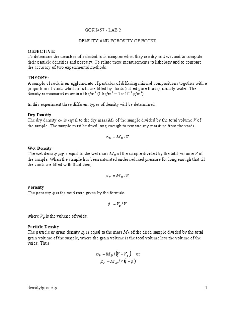 Measure Rock Density and Porosity | PDF | Porosity | Density
