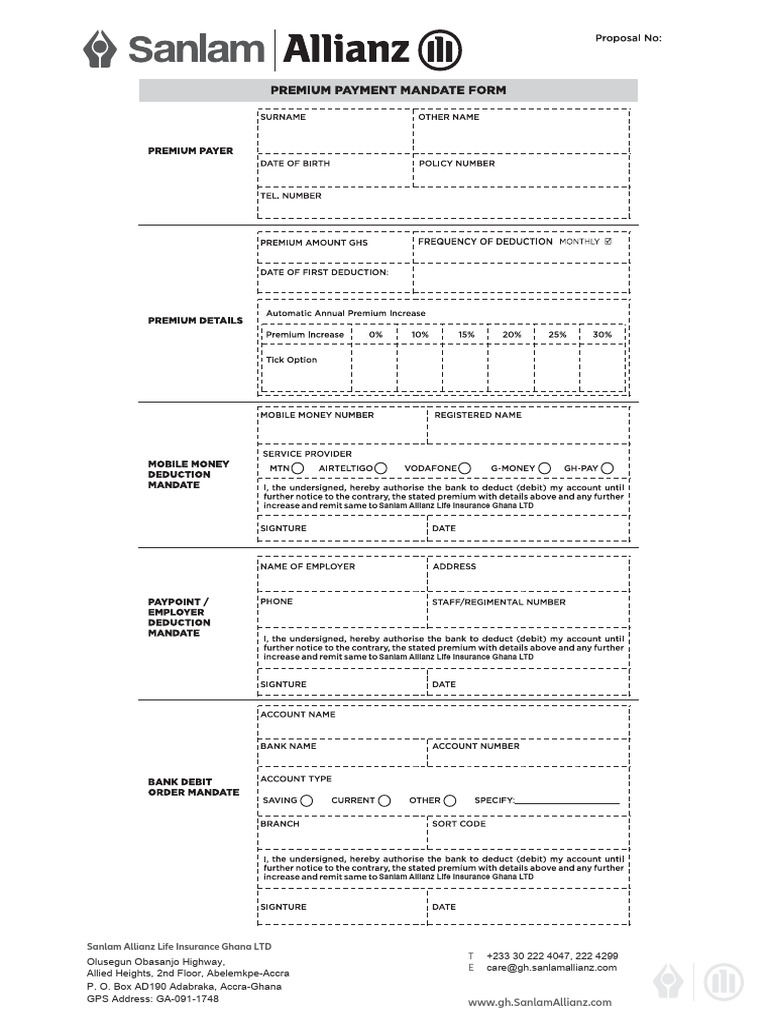 Sanlamallianz Premium Mandate Form | PDF
