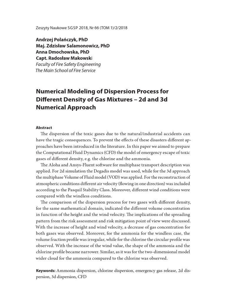 Numerical Modeling of Dispersion PR | PDF | Gases | Fluid Dynamics