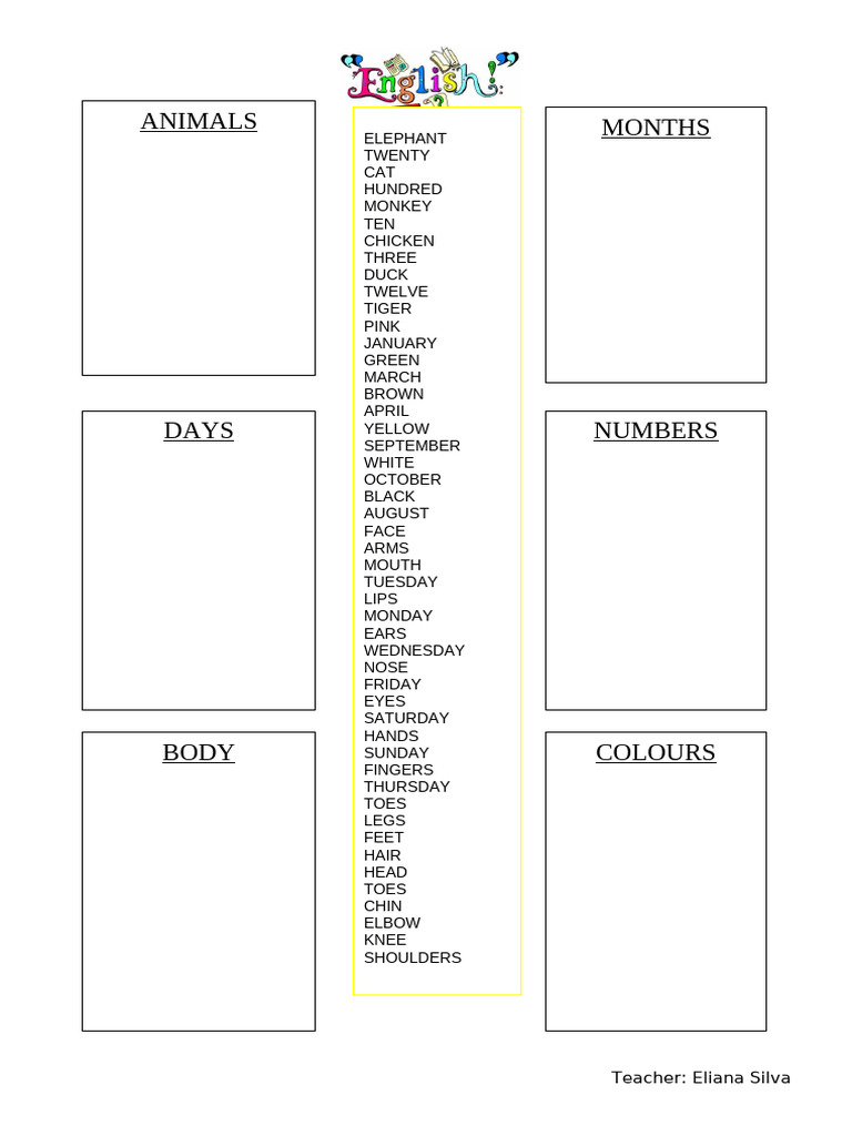 Revision Months Days Body Colours Numbers | PDF