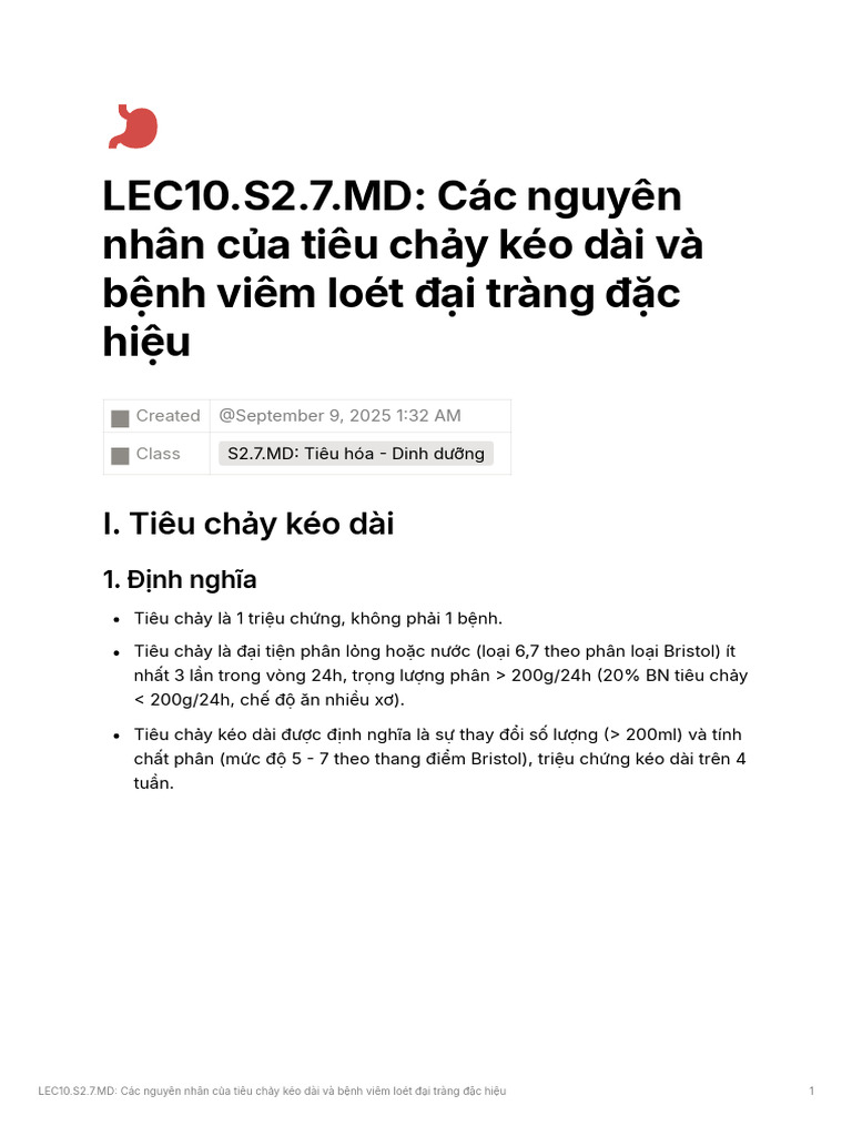 LEC10.S2.7.MD. Tiêu Chảy Kéo Dài Và UC | PDF