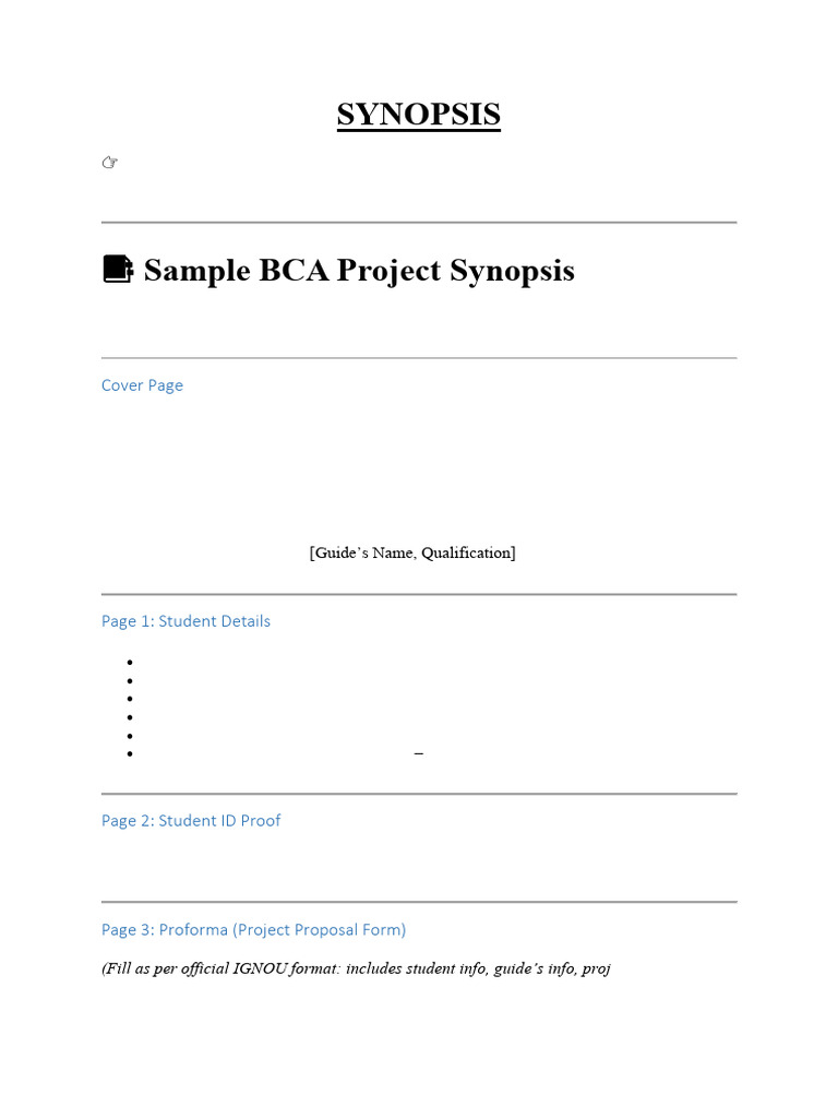 Synopsis - (Details Filled Example) by Nazrul | PDF | Net Beans ...