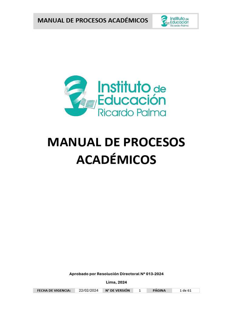 Manual de Procesos Académicos IESRP | PDF | Plan de estudios ...