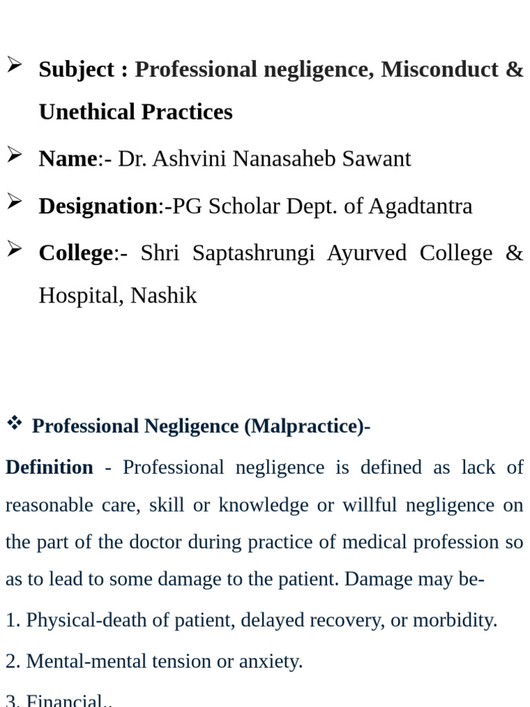 Professional Negligence and Misconduct in Medicine | PDF | Medical ...