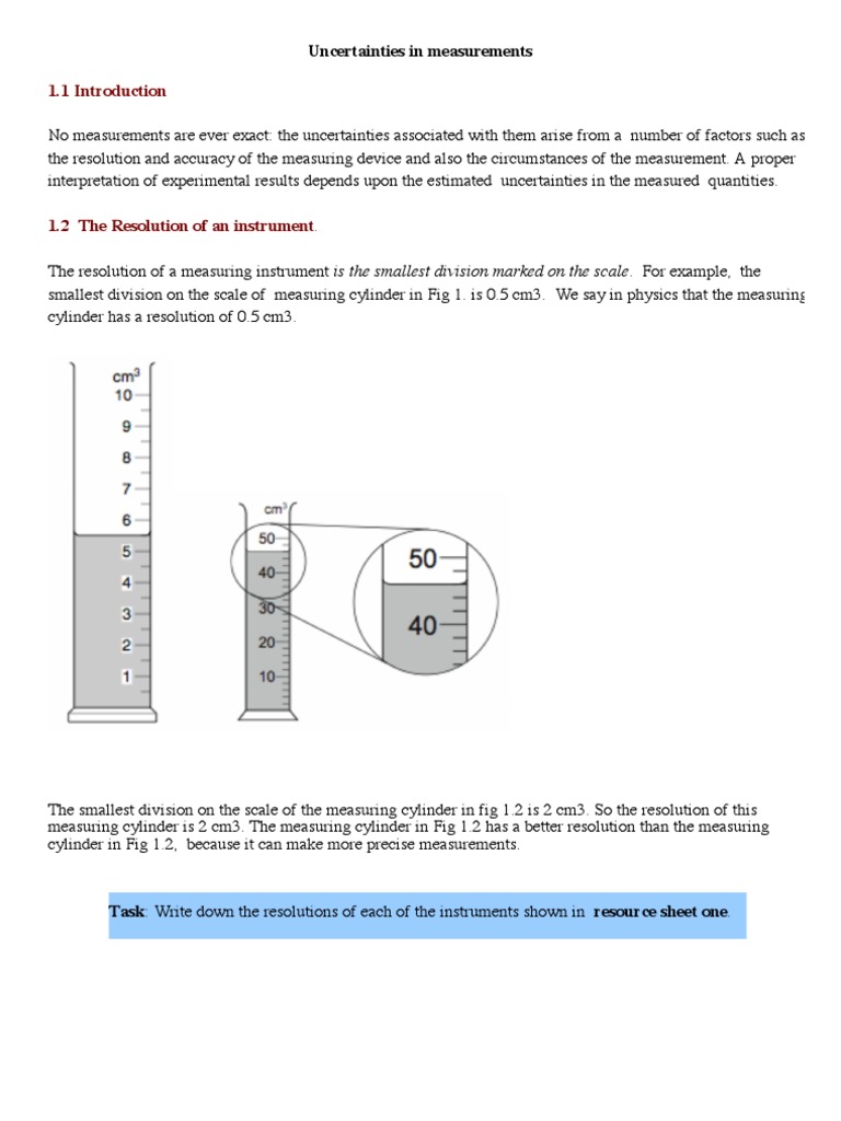 Uncertainties | Measuring Instrument | Measurement