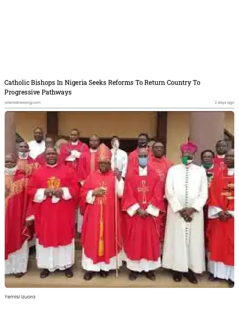 Catholic Bishops in Nigeria Seeks Reforms To Return Country To P | PDF ...