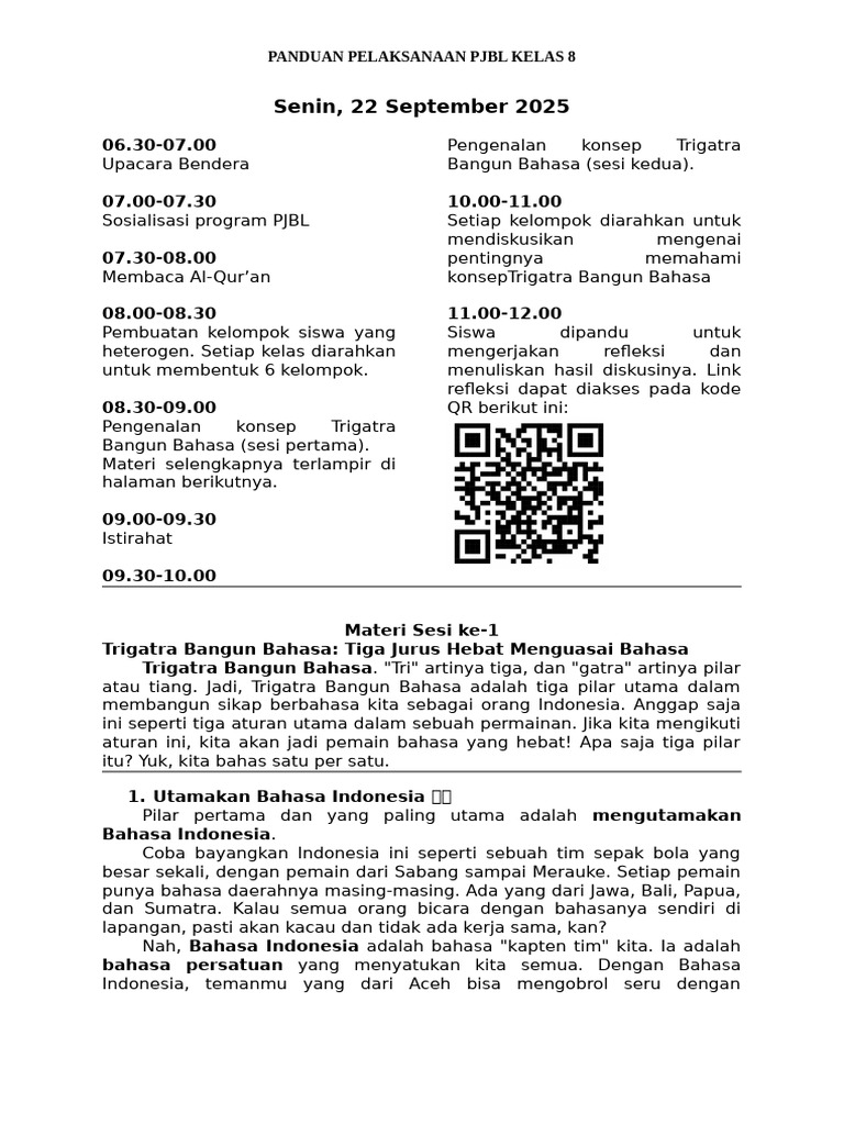 Panduan Pelaksanaan PJBL Kelas 8 | PDF