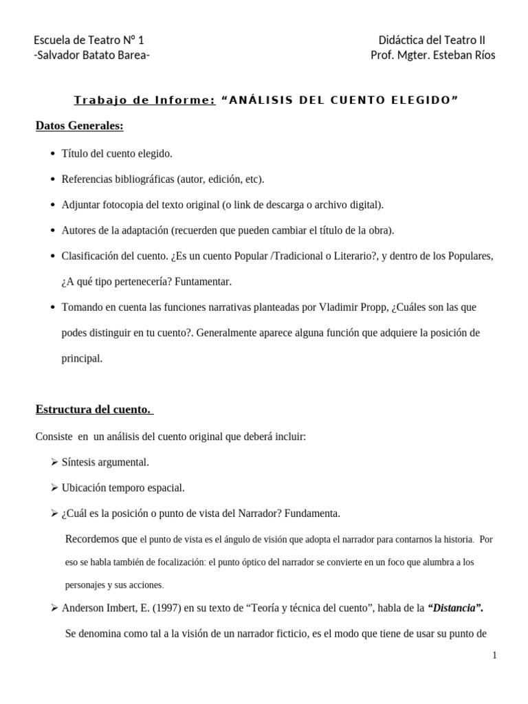Análisis de Cuento: Estructura y Narrador | PDF | Cuentos | Narración