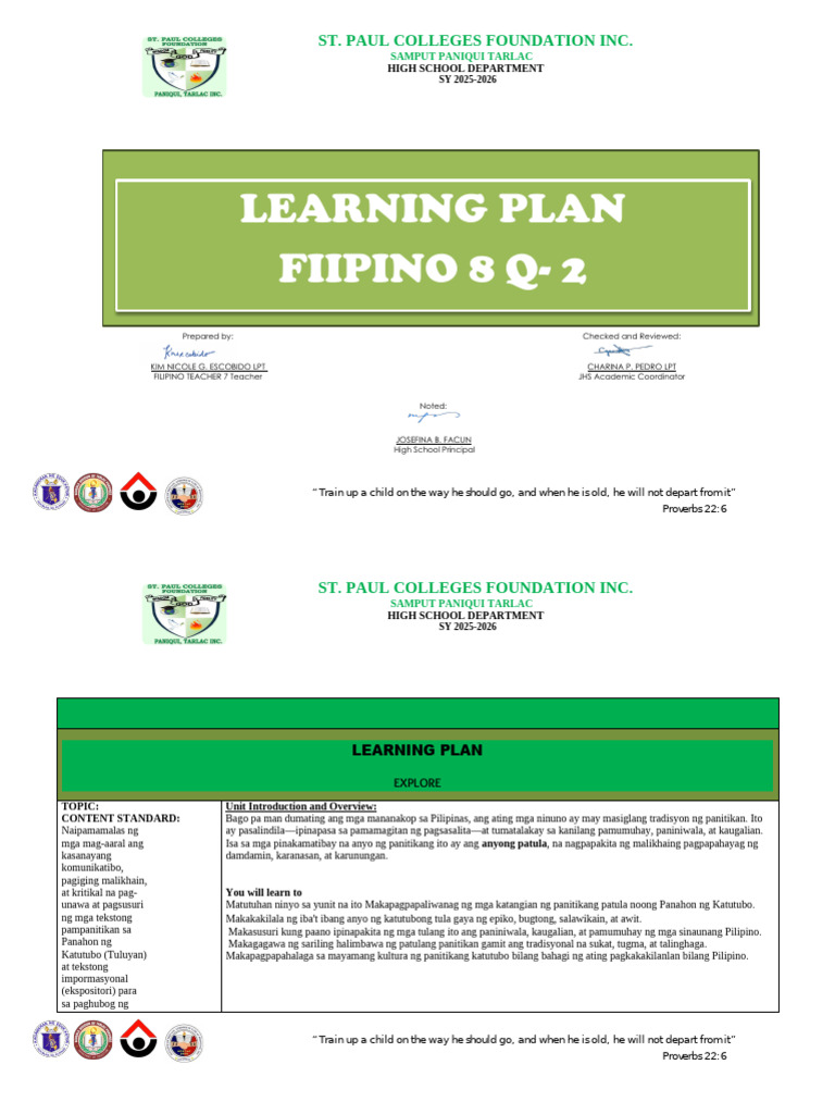 Filipino 8-Lp Quarter 2 | PDF