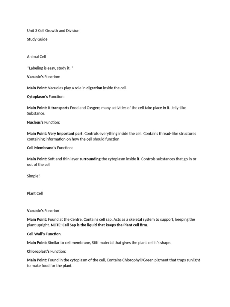 Unit 3 Cell Growth and Division | PDF