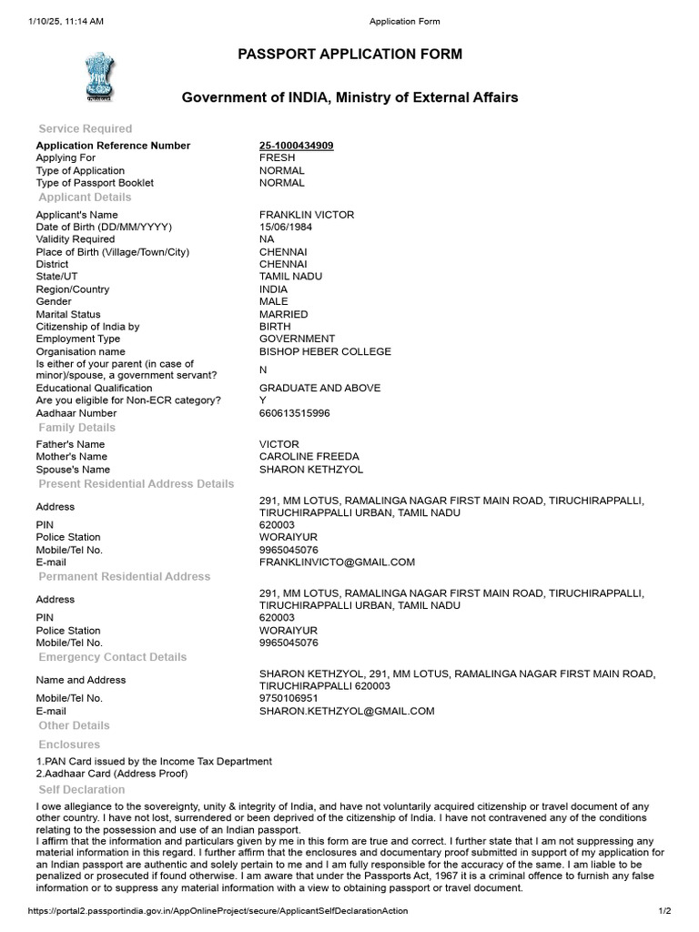 Application Form | PDF | Passport | Government And Personhood