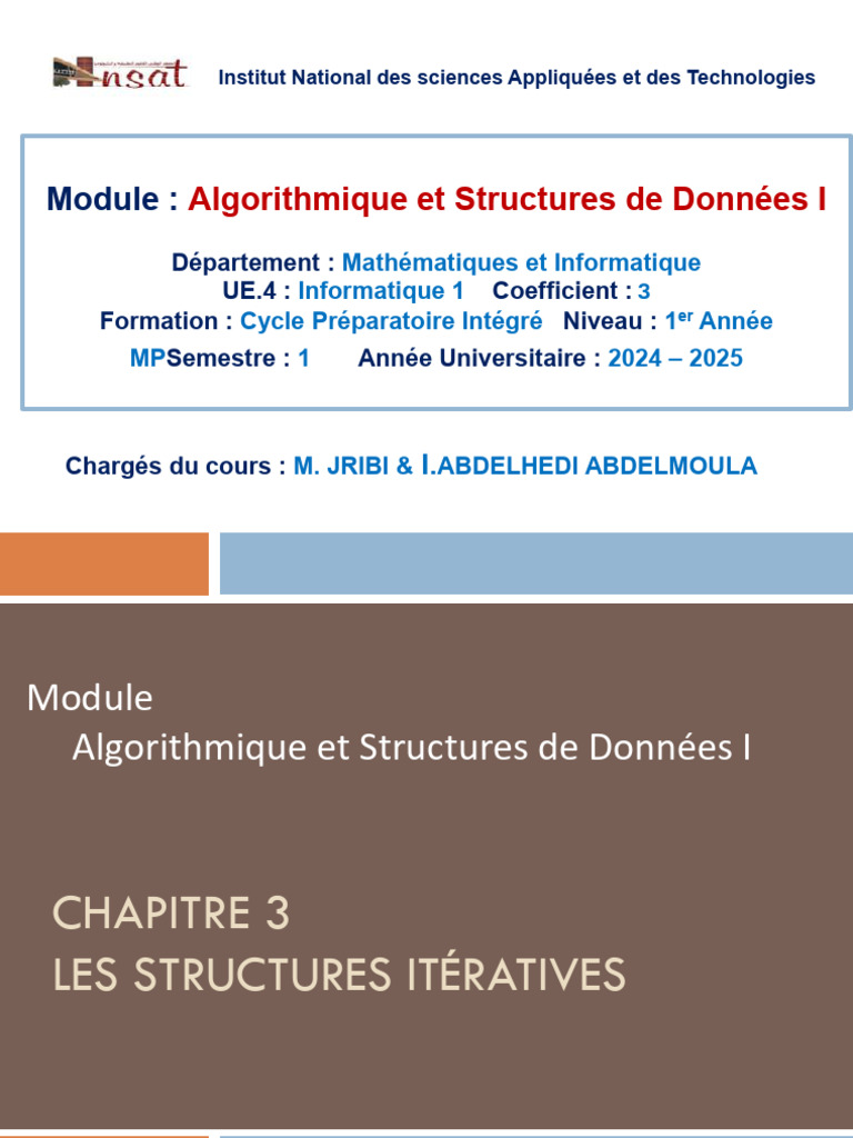 Chapitre 3 Les Structures Itératives | PDF | Structure de contrôle ...