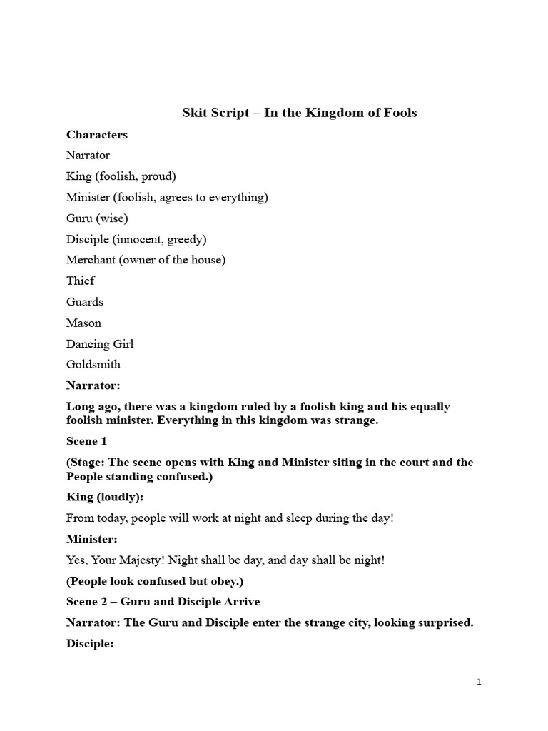 Skit Script: Kingdom of Fools | PDF