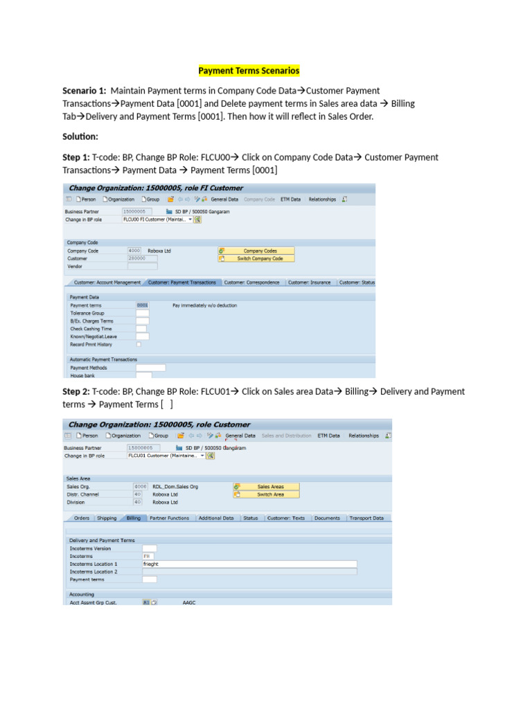 Payment Terms Scenarios | PDF