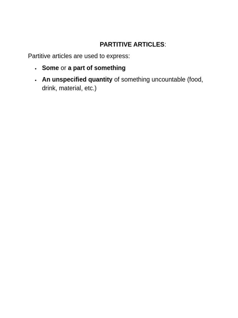 Partitive Articles | PDF