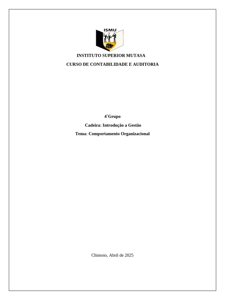 Instituto Superior Mutasa Capa | PDF