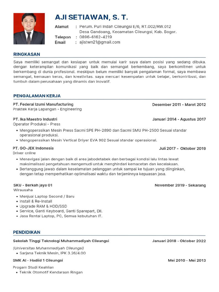 CV. Aji Setiawan 2025 | PDF