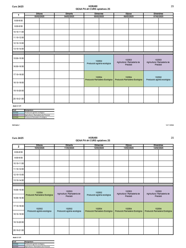 GEAA PA 4rt CURS Optatives 2S | PDF