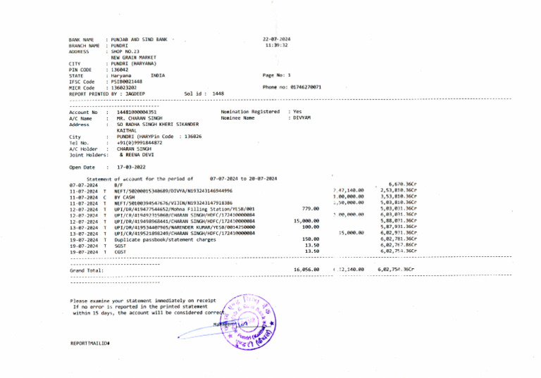 Bank Statment | PDF