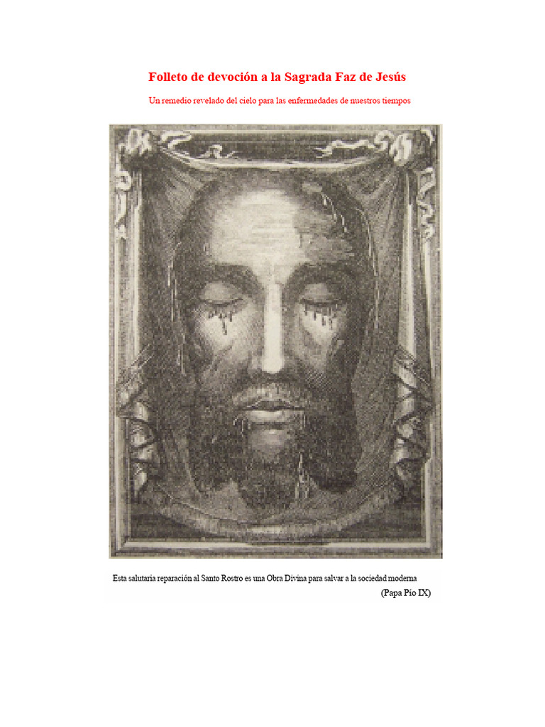 Devoción A La Santa Faz de Jesús Folleto | PDF | Creencia religiosa y ...