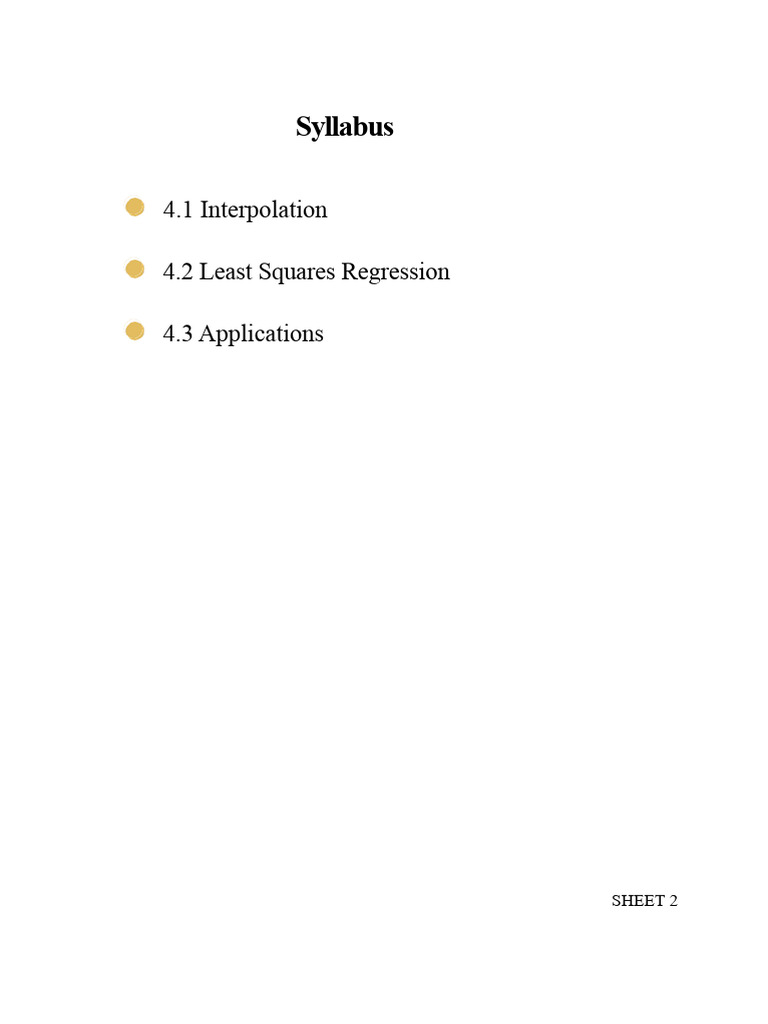 Topic 4 - Adjustment of Functions - Numerical Methods | PDF | Interpolation | Regression Analysis