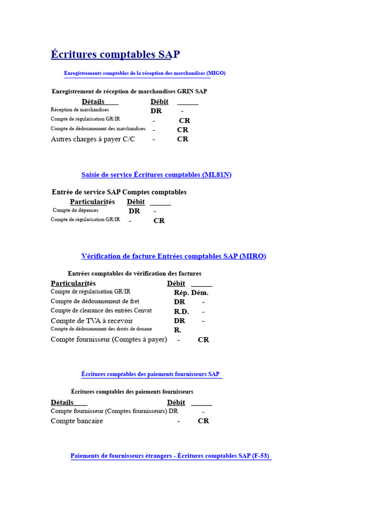 SAP Écritures Comptables PDF | PDF | Banques | Compte bancaire