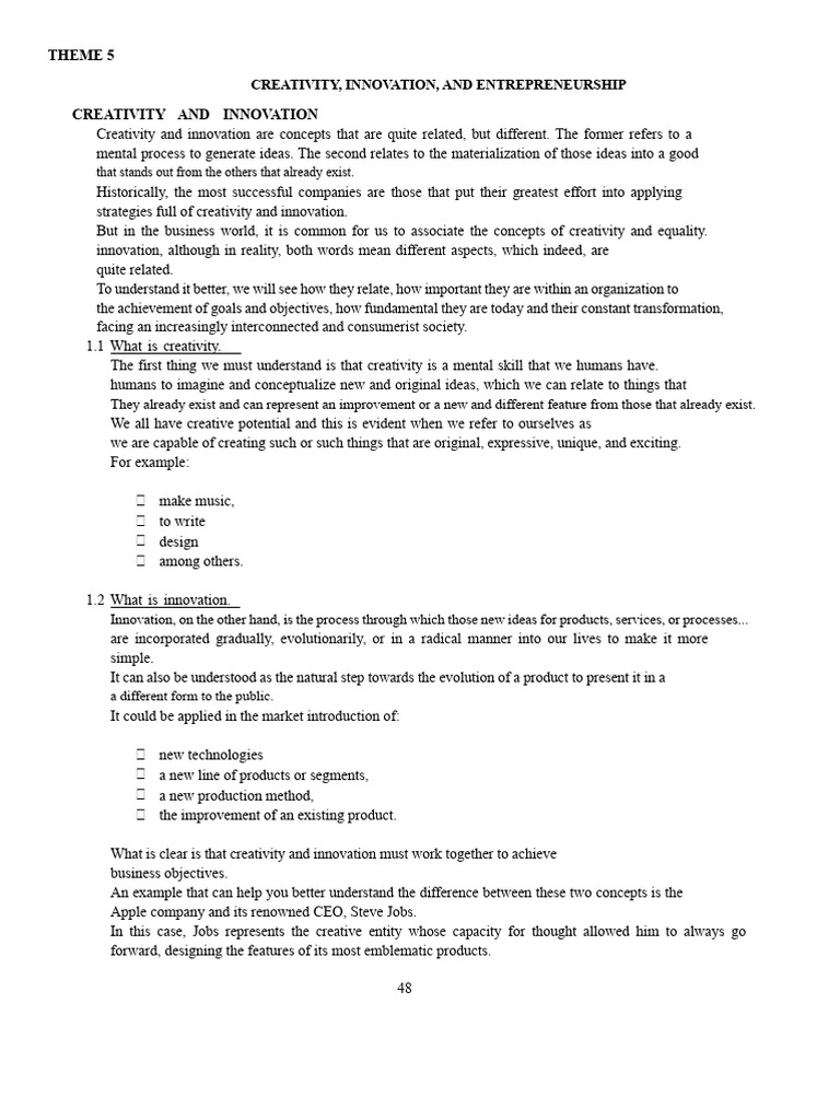 Creativity and Innovation in Entrepreneurship | PDF | Creativity ...