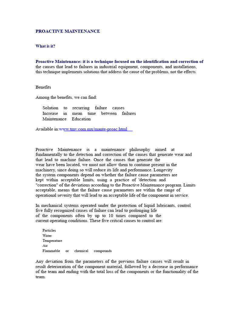 Proactive Maintenance Benefits Explained | PDF