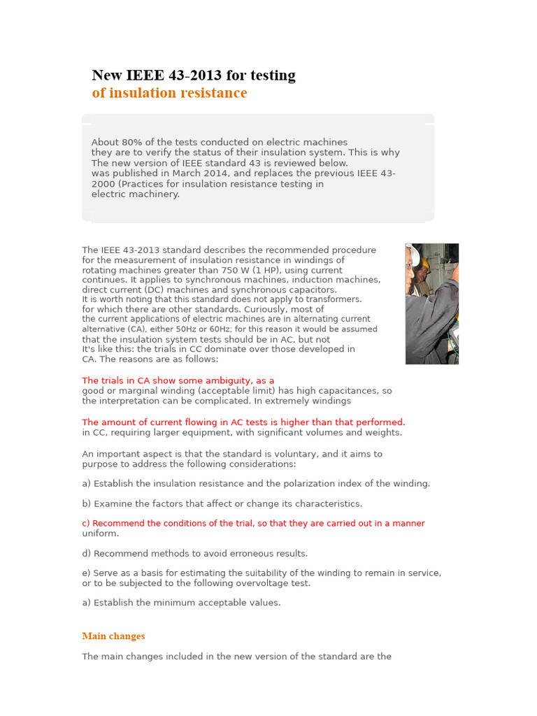New IEEE 43-2013 For Insulation Resistance Testing | PDF | Direct ...