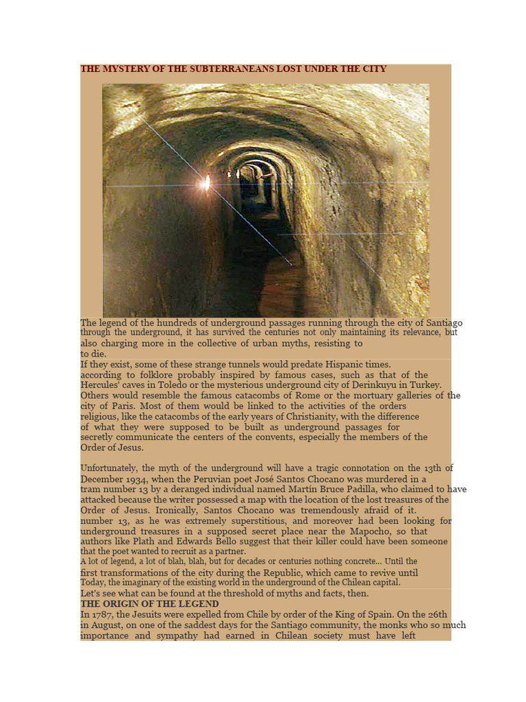 The Mystery of The Subterraneans Lost Under The City | PDF | Santiago