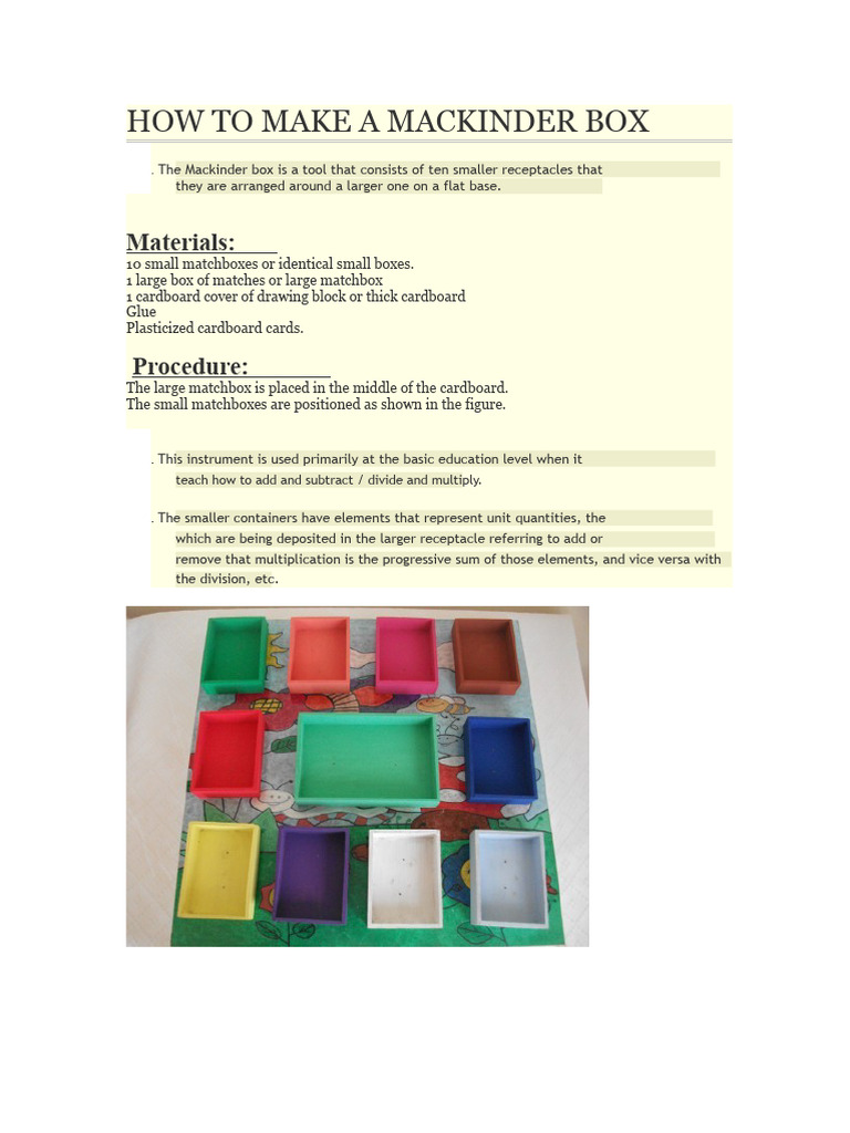 How To Make A Mackinder Box | PDF