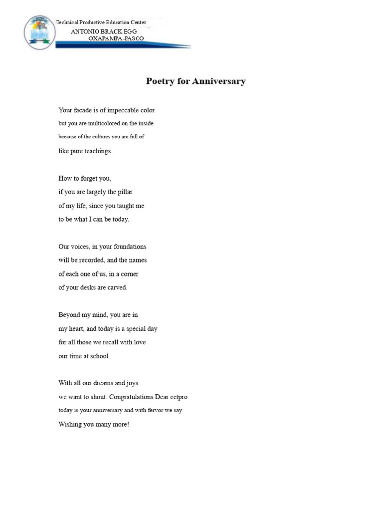 Anniversary Poetry Cetpro | PDF