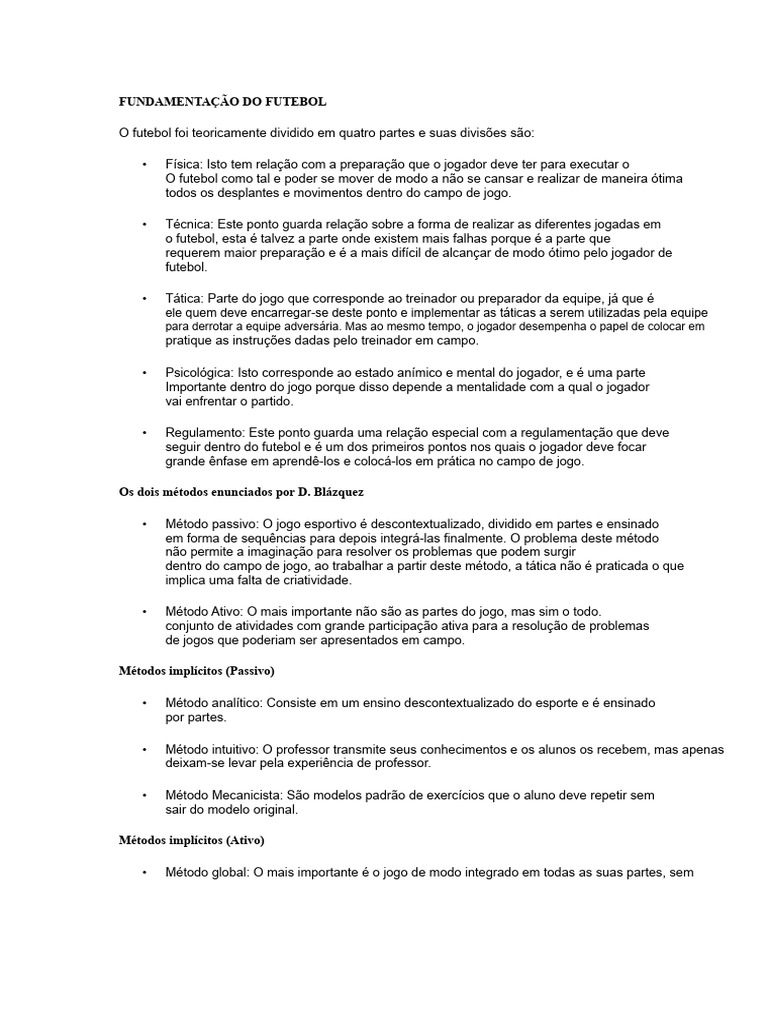 Fundamentos e Regras do Futebol | PDF | Futebol | Esportes