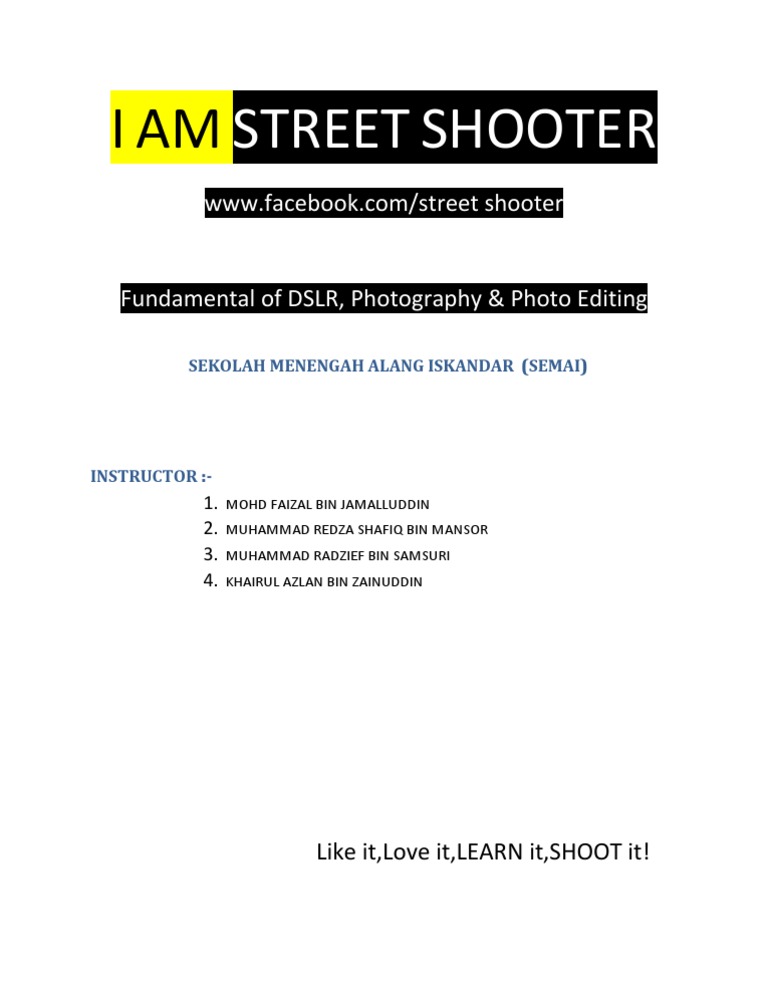 DSLR Photography & Editing Fundamentals | PDF