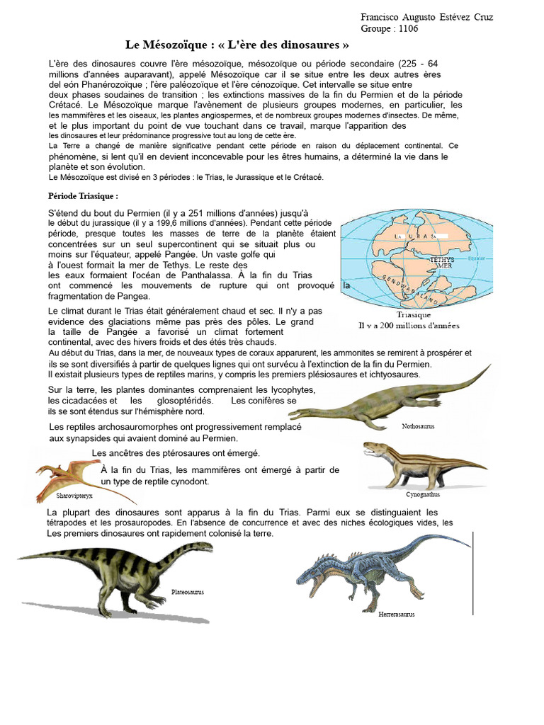 L'ère Mésozoïque et les Dinosaures | PDF | Crétacé | Paléontologie