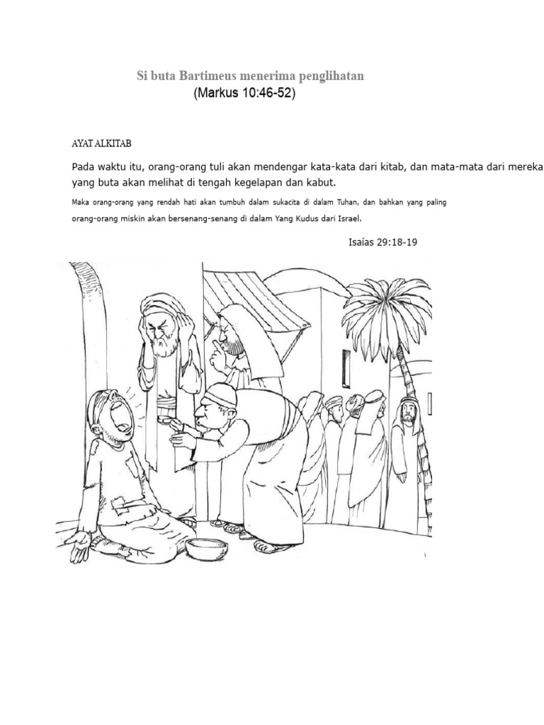 Orang Buta Bartimeo Mendapatkan Penglihatannya | PDF