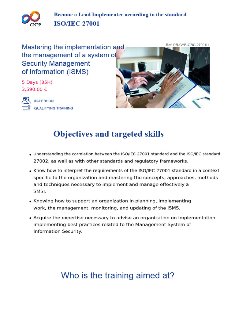 Become A Lead Implementer According To The ISO/IEC 27001 Standard | PDF | Information Security ...