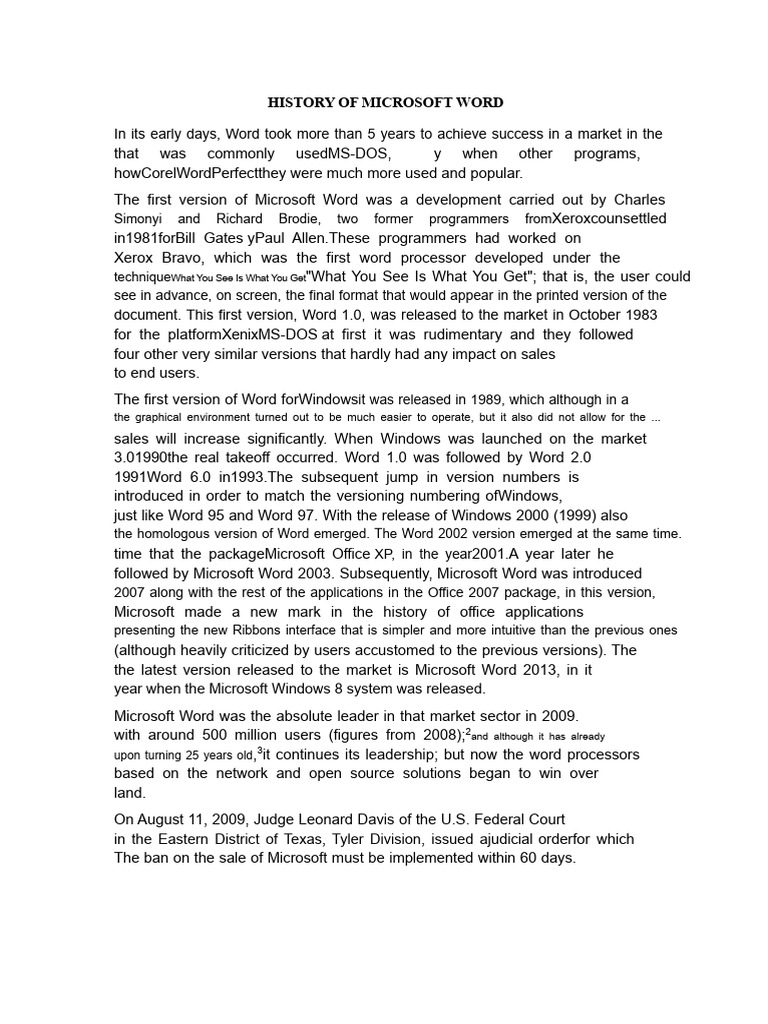 Microsoft Word: A Historical Overview | PDF | Microsoft Word ...