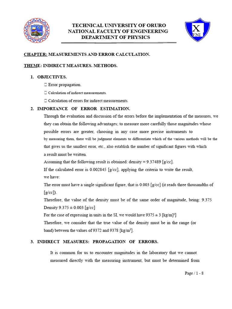 Indirect Measurement Error Analysis | PDF | Significant Figures ...