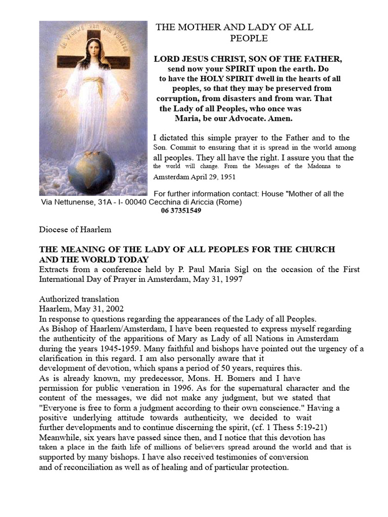 Mother and Lady of All Peoples | PDF | Mary, Mother Of Jesus | Marian ...