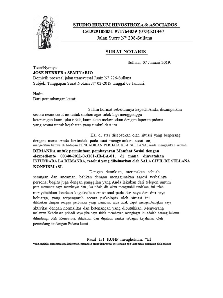 Tanggapan Notaris atas Ancaman Hukum | PDF