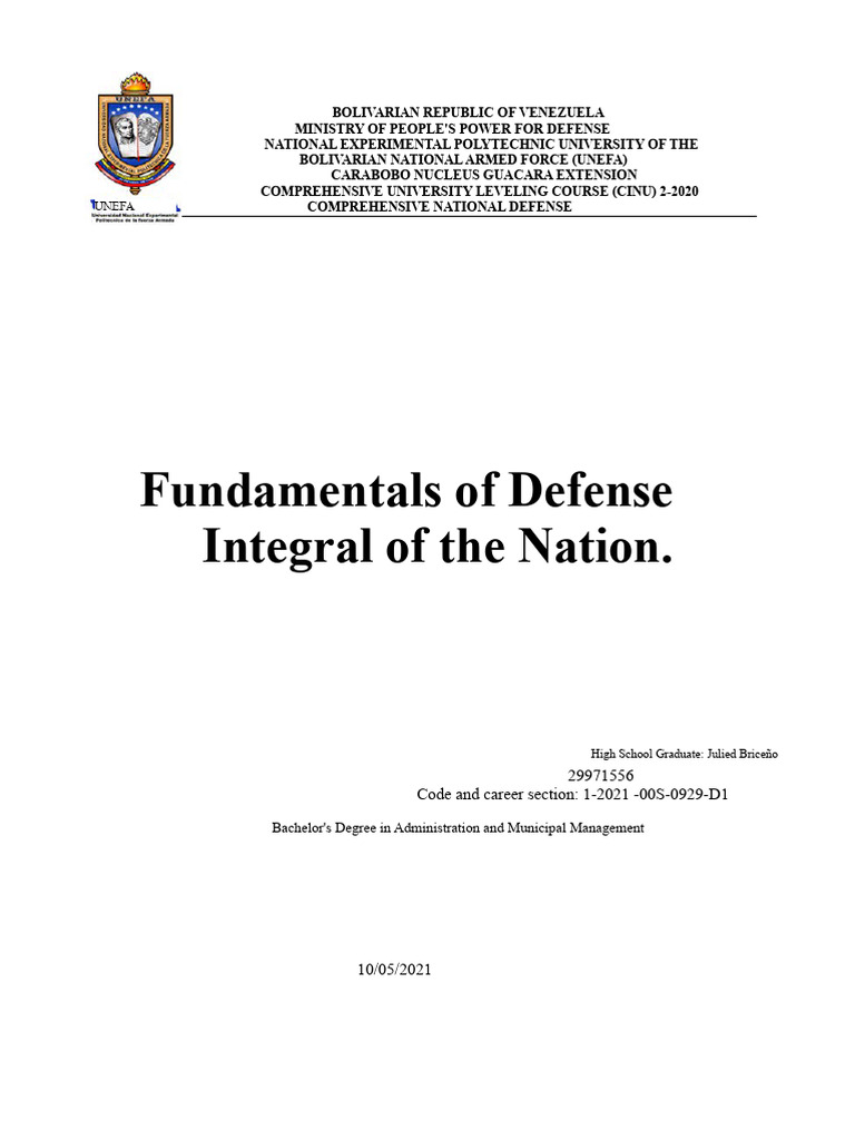 Unit 2 Fundamentals of The Integral Defense of The Nation. | PDF ...