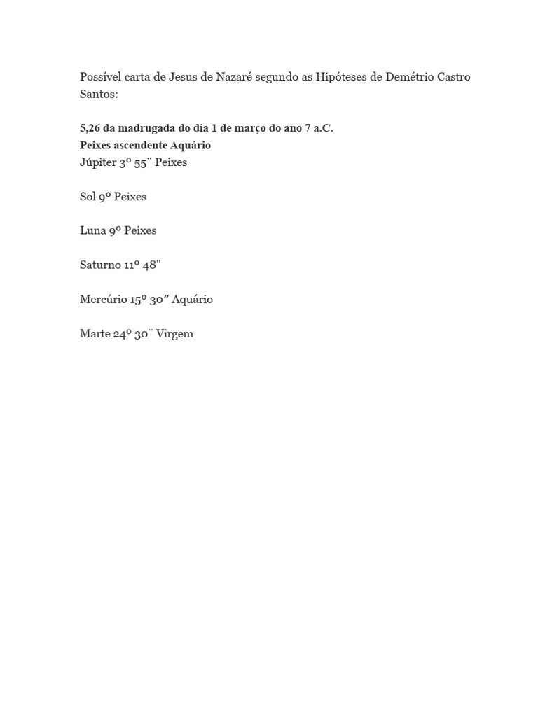 Carta Astral de Jesus de Nazaré | PDF