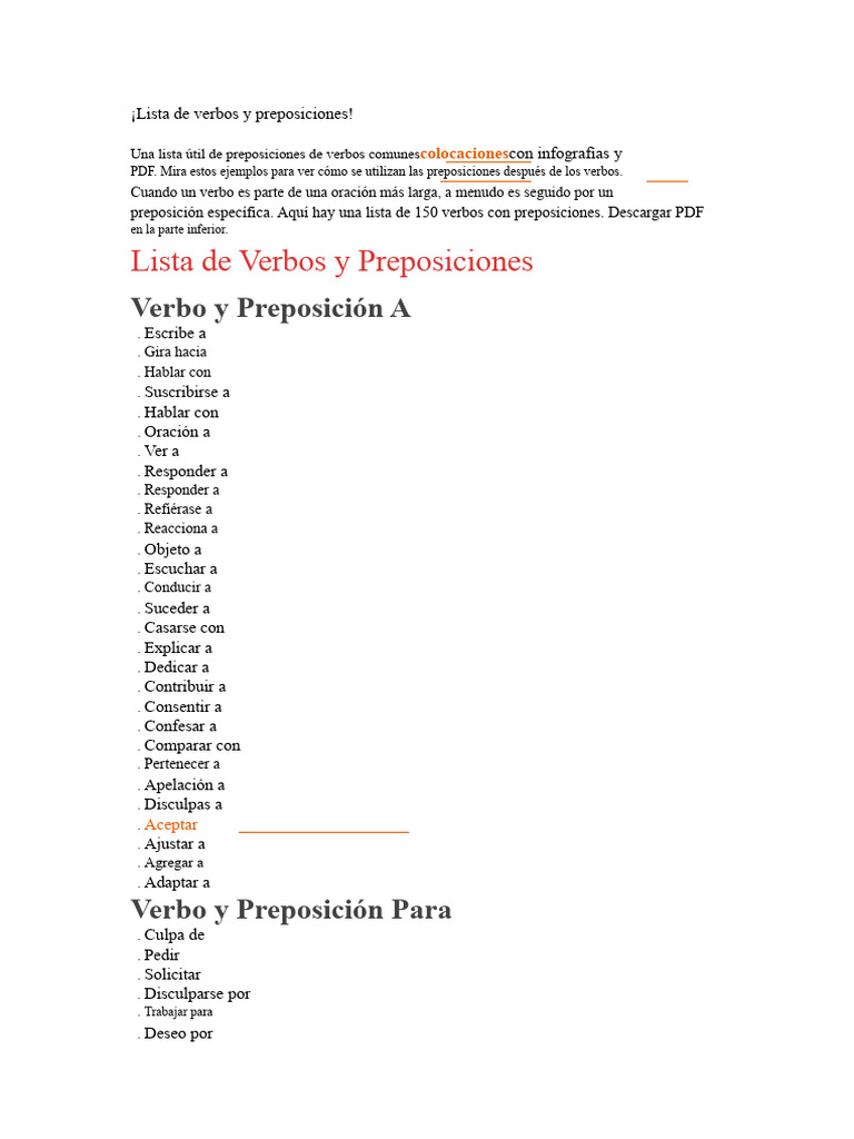 150 Verbos y Preposiciones Comunes | PDF