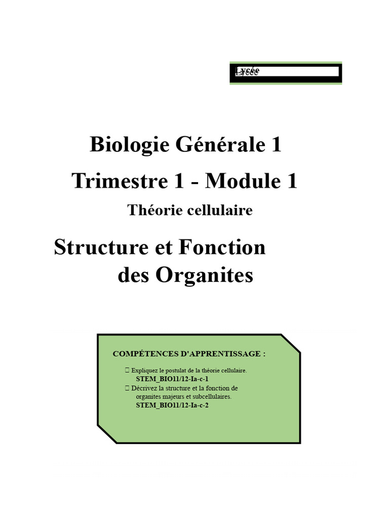 Théorie cellulaire et organites essentiels | PDF | Cellule (Biologie ...