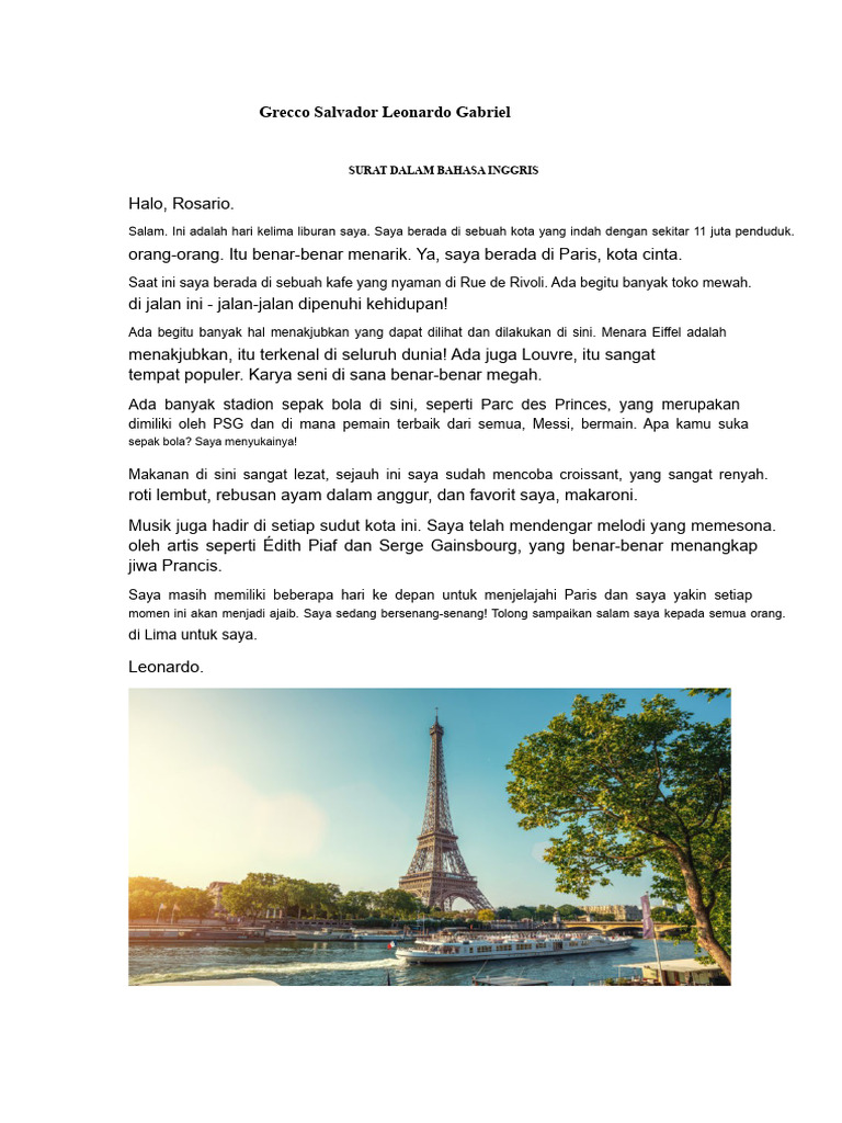 Menjelajahi Keindahan Paris: Surat dari Leonardo | PDF