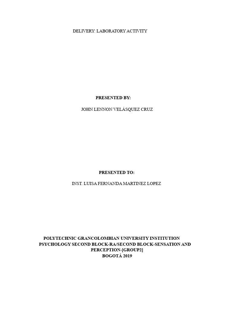 Laboratory Activity - Sensation and Perception | PDF | Perception | Senses