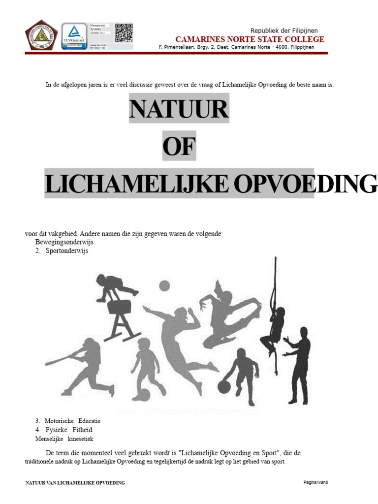Aard Van Lichamelijke Opvoeding | PDF