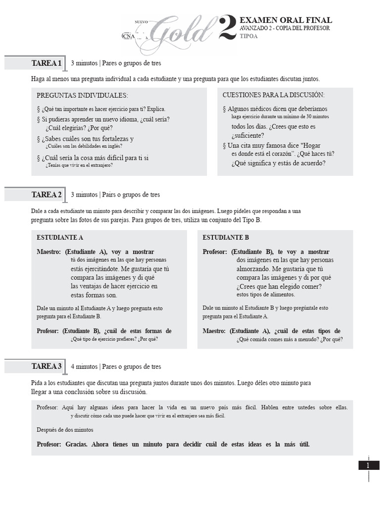 Examen Oral: Ejercicio y Vida Extranjera | PDF