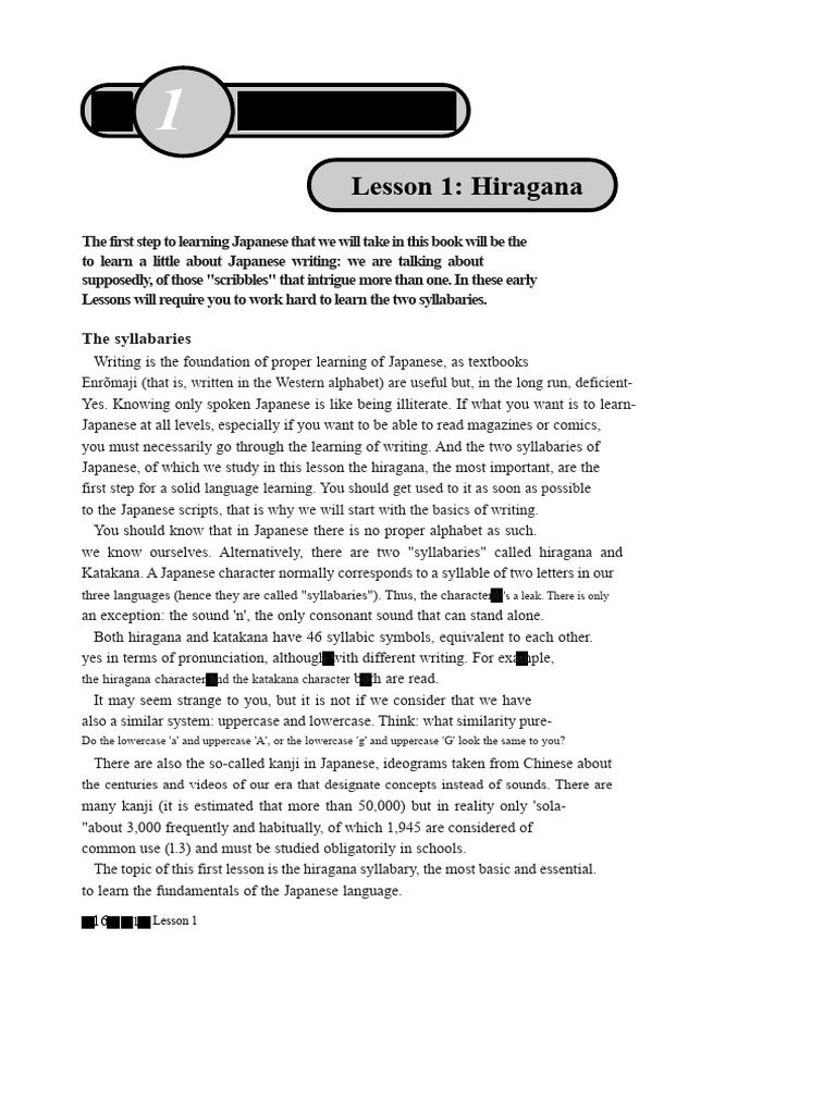 Japanese - Lesson 1 - Hiragana | PDF | Japanese Writing System | Japanese Language